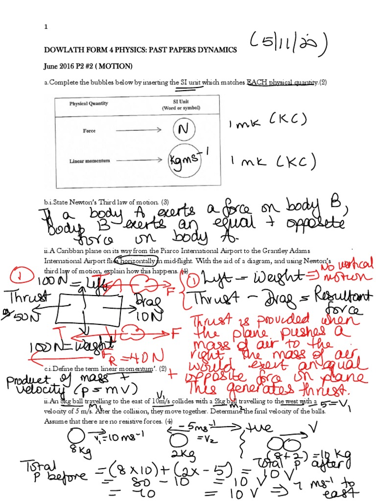 Form 4 Physics Past Papers: Dynamics | PDF | Acceleration | Velocity