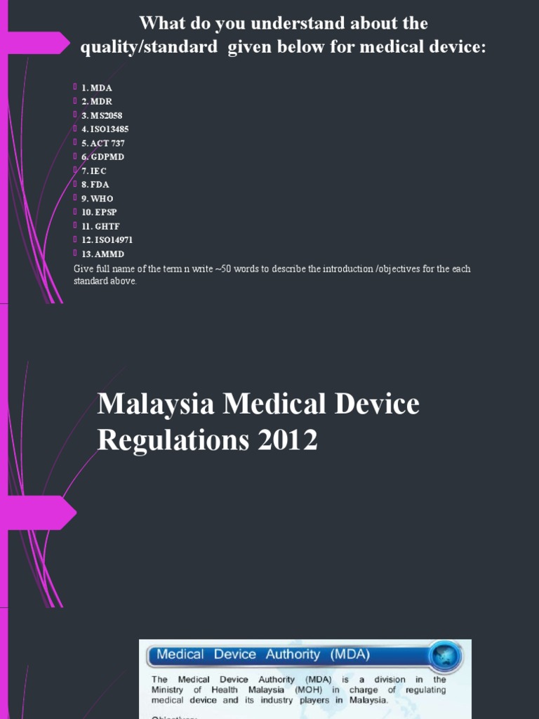 Topic 1 Quality Standard Regulations 22 | PDF | Medical Device | Food ...