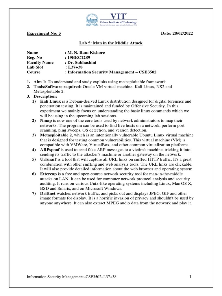 LAB5 - CSE3501 - 19BEC1289 Reference | PDF | Internet Protocols | Virtual Machine