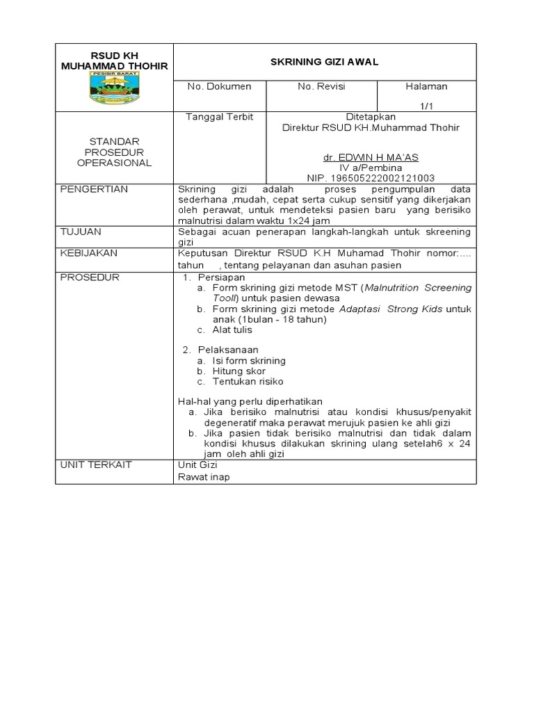 Spo Skrining Gizi Awal | PDF