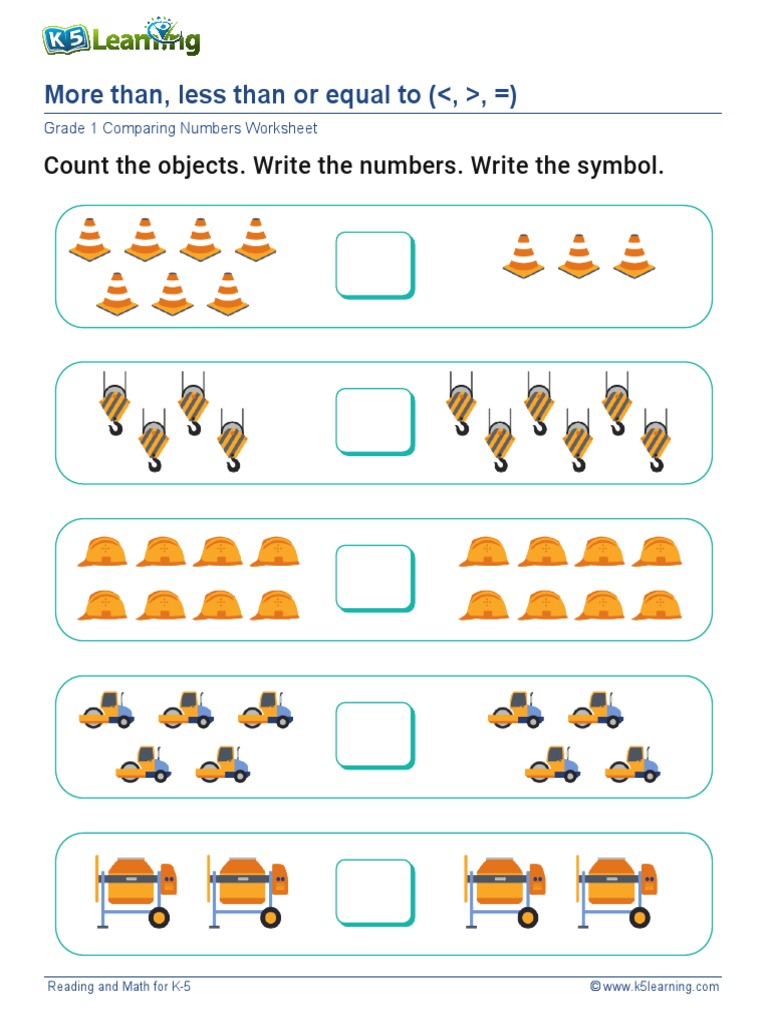 Grade 1 Comparing Numbers Worksheet | PDF