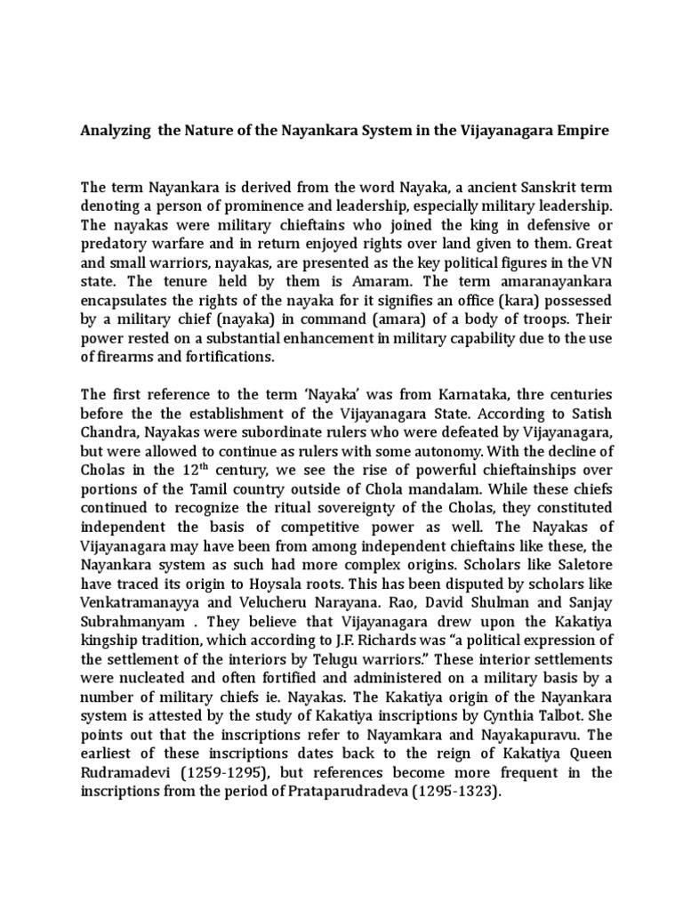 Nayankara System in Vijayanagara | PDF | Feudalism