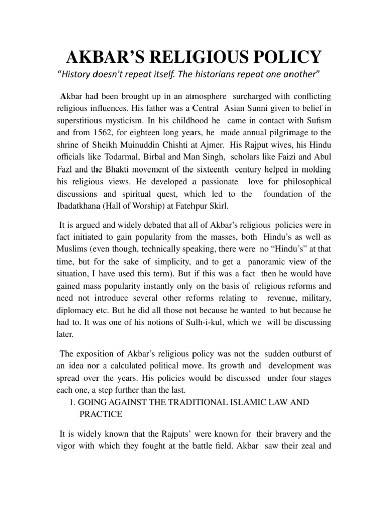 Akbars Religious Policy Pdf Sharia Sheikh