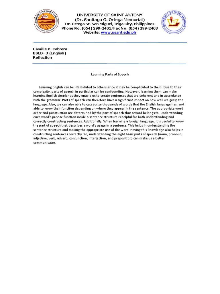 Learning Parts of Speech | PDF