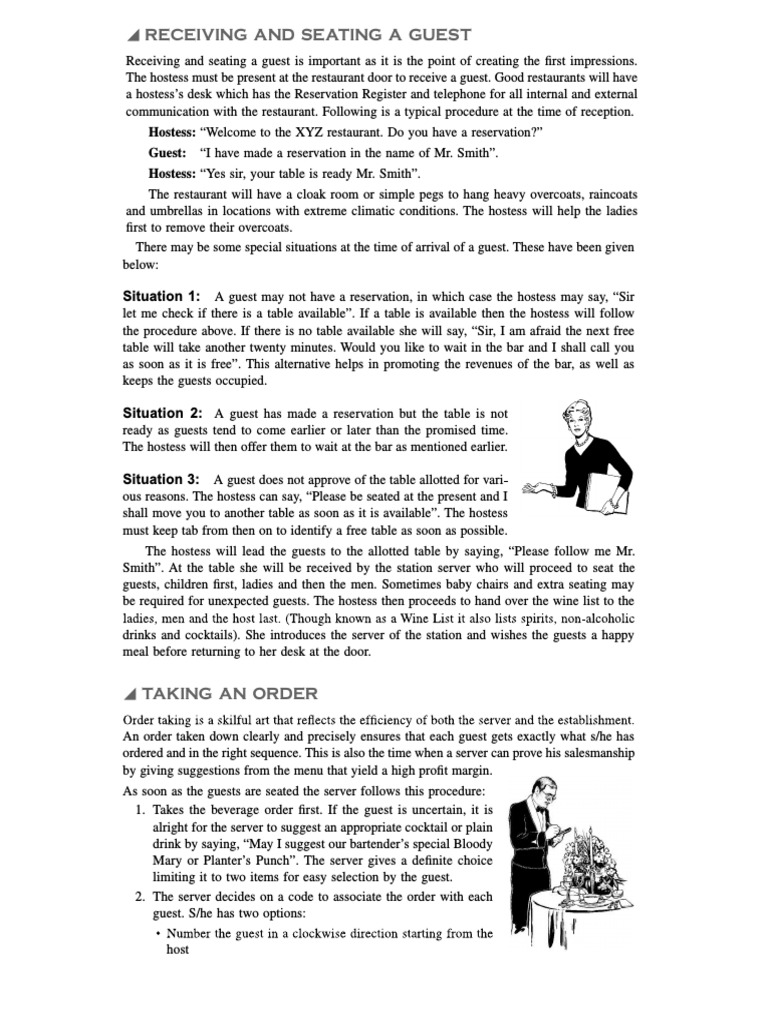 Welcoming Guests: Procedures for Receiving and Seating Customers | PDF ...