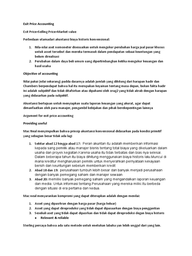 Exit Price Accounting | PDF
