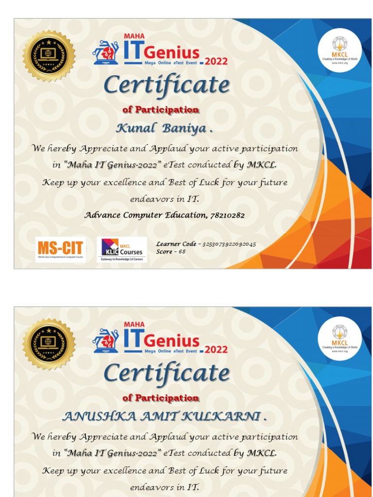 Certificate: Kunal Baniya | PDF