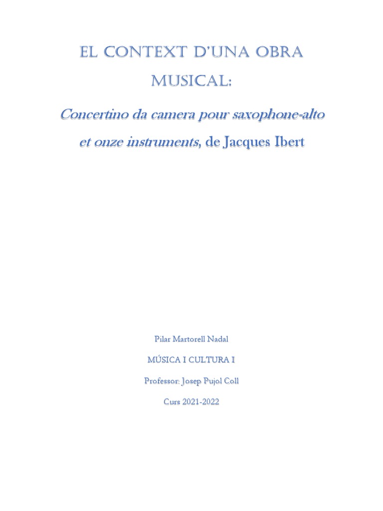 Concertino Da Camera, Jacques Ibert - Pilar Martorell | PDF