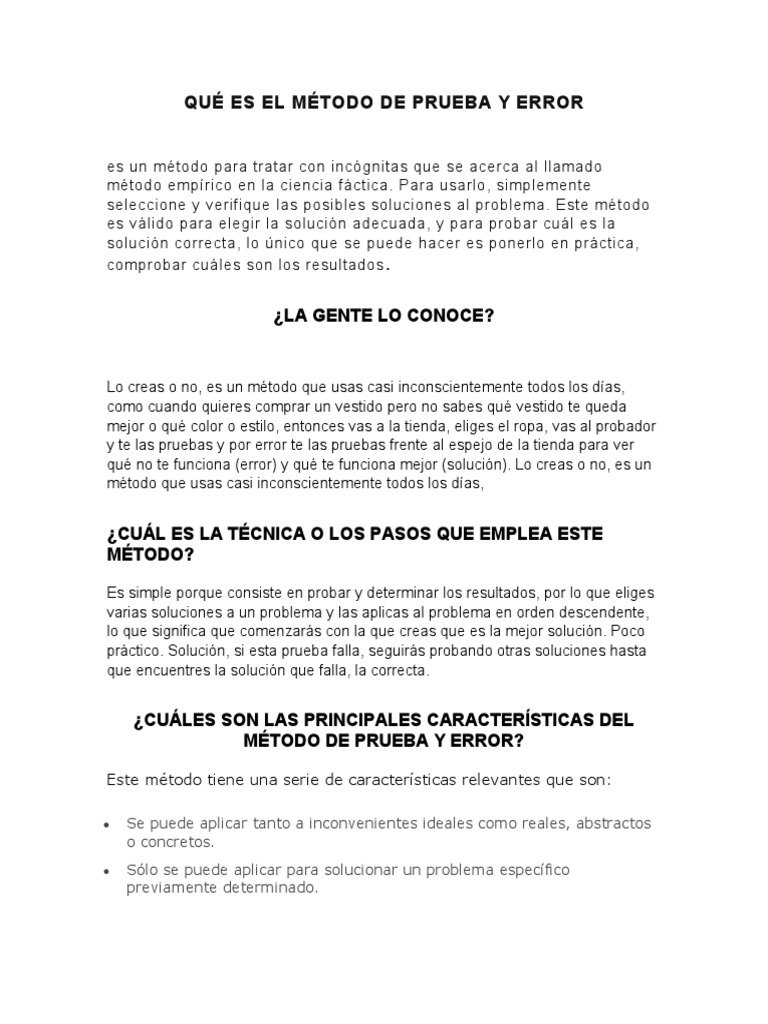 Qué Es El Método de Prueba y Error | PDF | Método científico | Heurístico