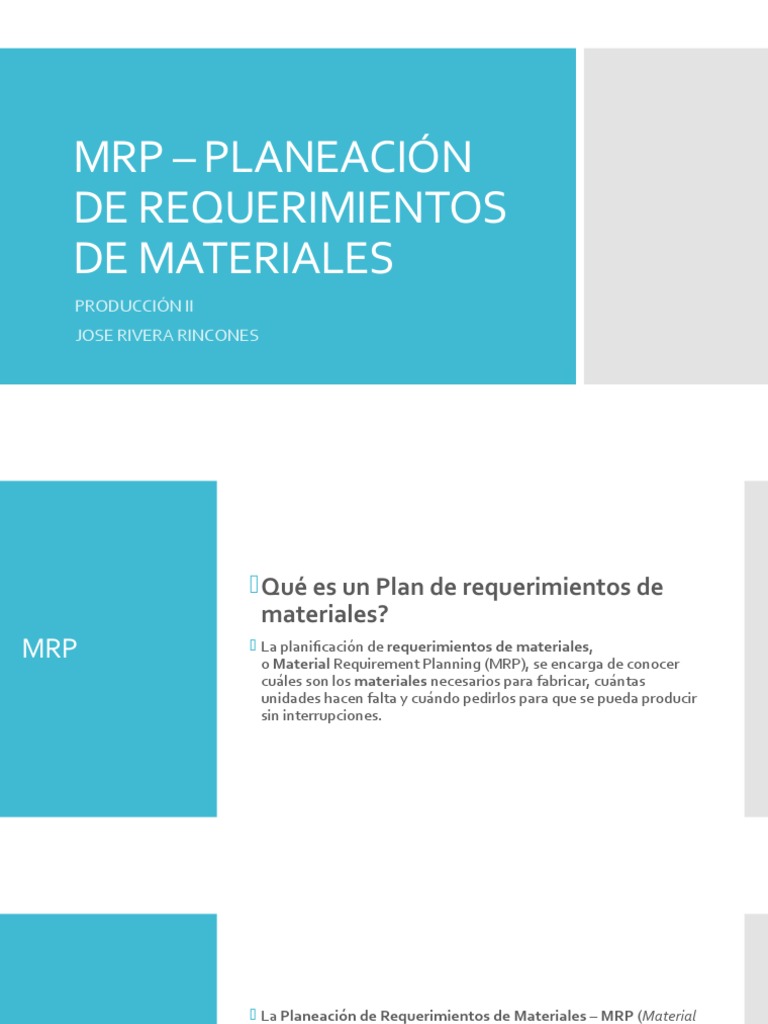 MRP - Planeación de Requerimientos de Materiales. | PDF | Gestión de tecnología de la ...