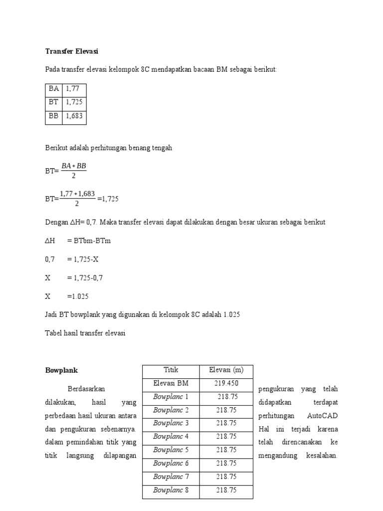 Transfer Elevasi | PDF
