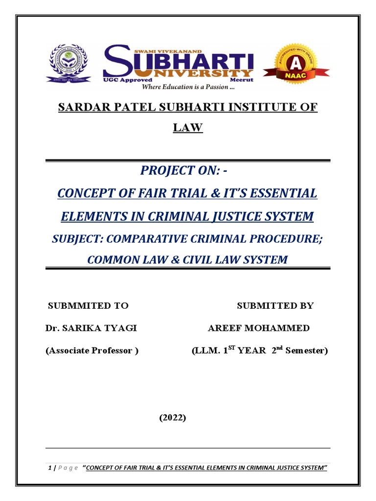 Concept of Fair Trail | PDF | Double Jeopardy | Right To A Fair Trial