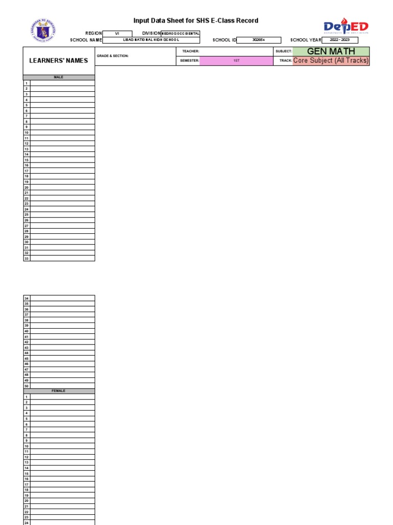 SHS E Class Record G11 | PDF | Learning | Behavior Modification