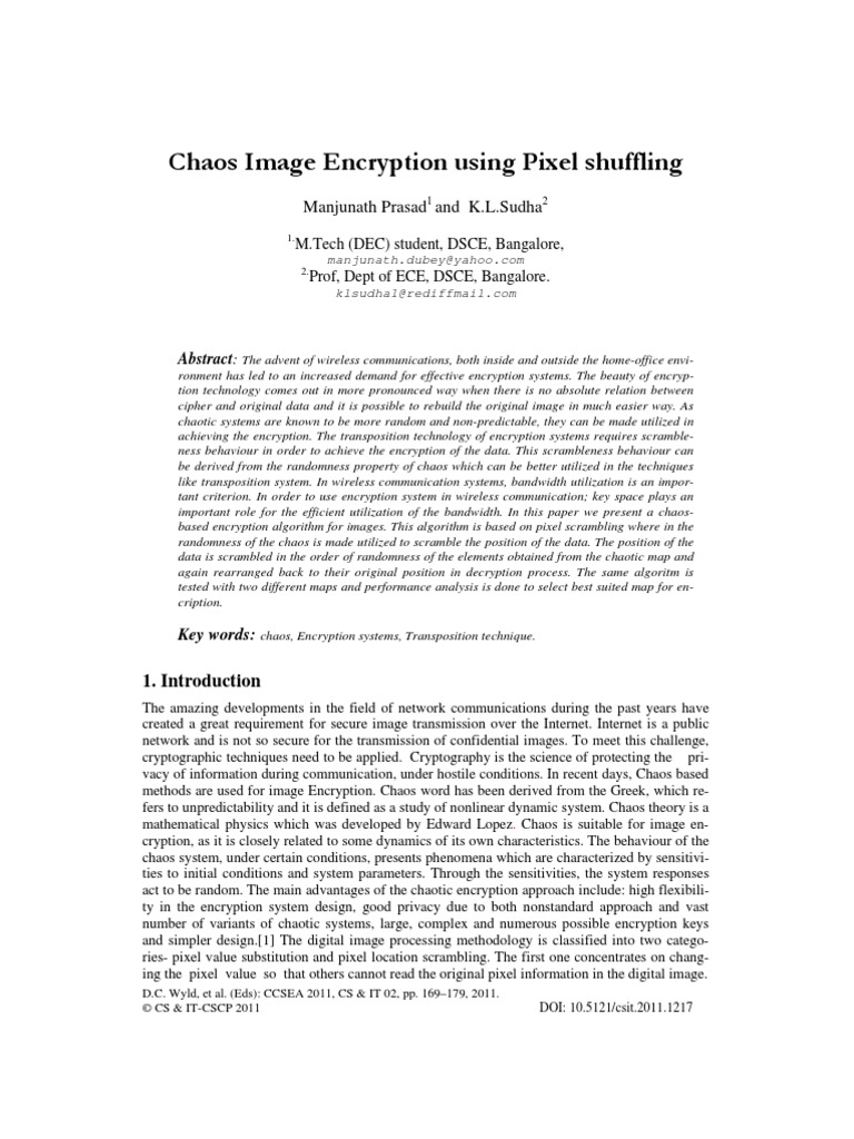 Chaos Image Encryption Using Pixel Shuffling Pdf Chaos Theory Cryptography 