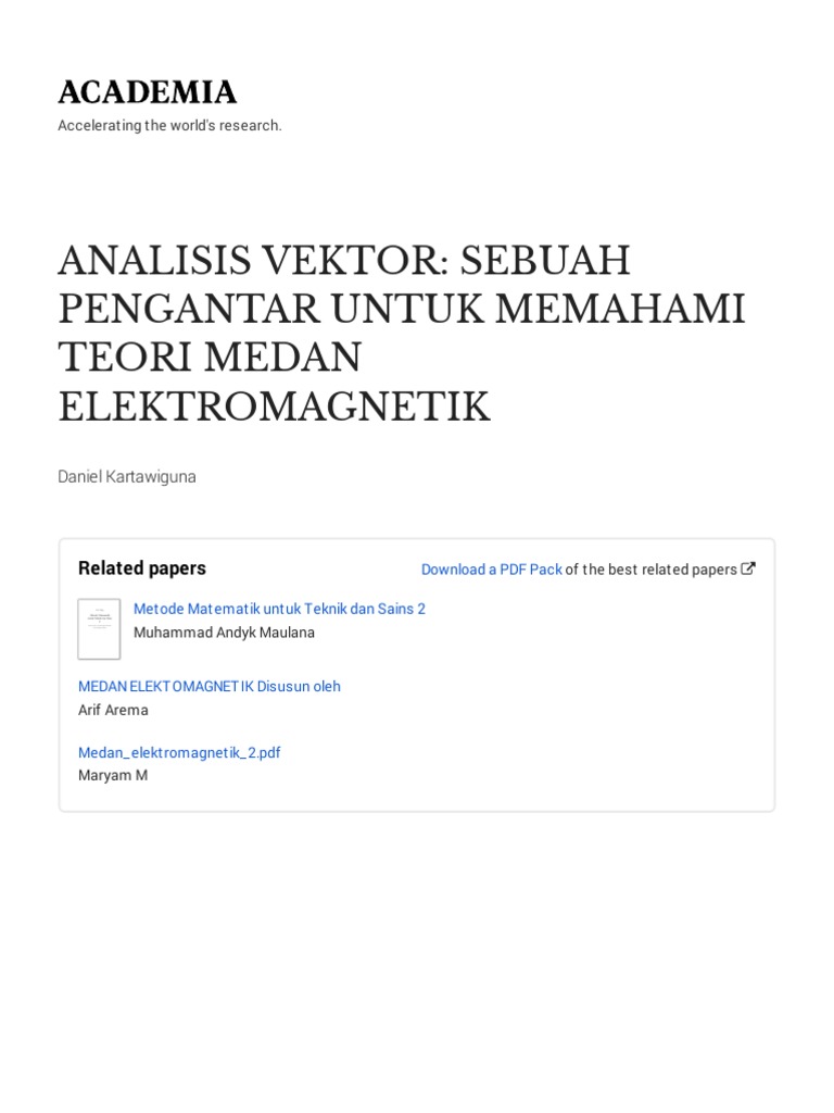 Analisis Vektor Sebuah Pengantar Untuk Memahami Teori Medan Elektromagnetik-with-cover-page-V2 2 ...