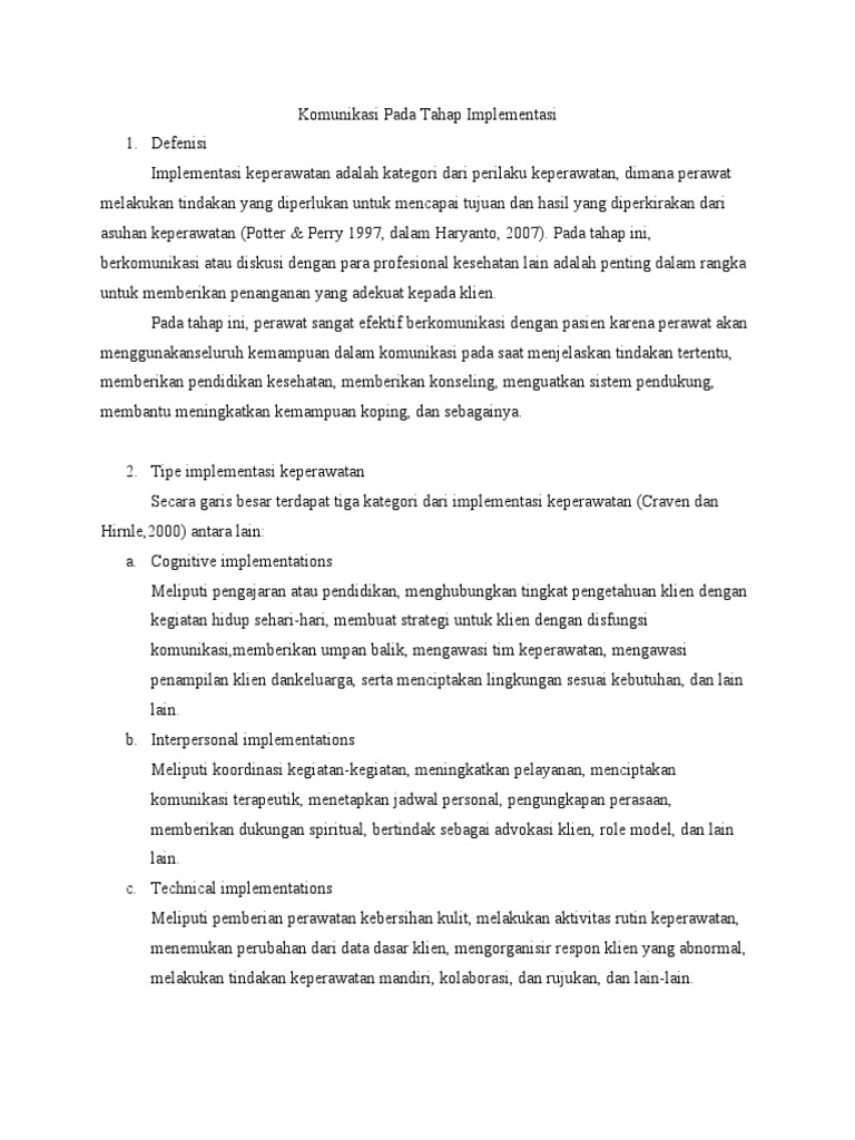 Komunikasi Pada Tahap Implementasi | PDF | Karier & Perkembangan