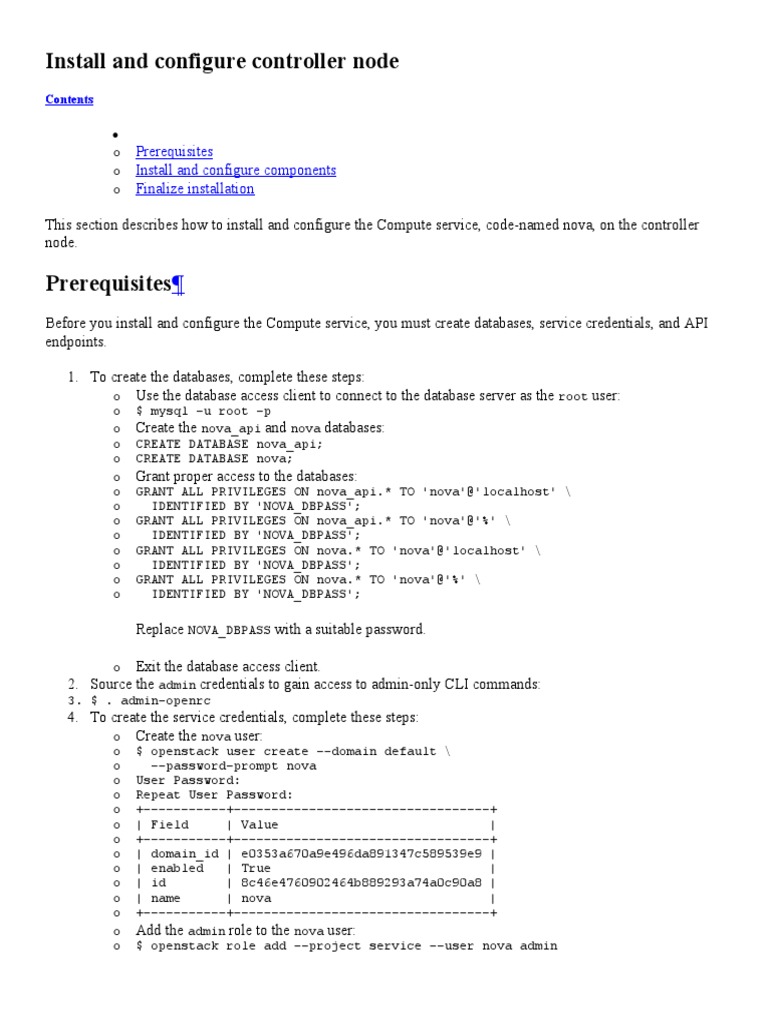 Install And Configure Controller Node Pdf Computer Network Computing