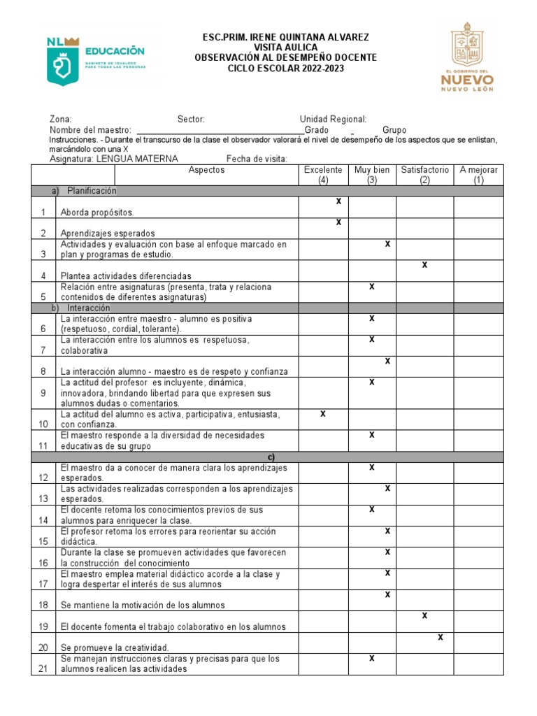 Formato de Visita Aulica | PDF | Evaluación | Maestros