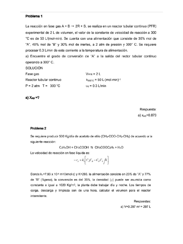 Diseño de Reactores | PDF