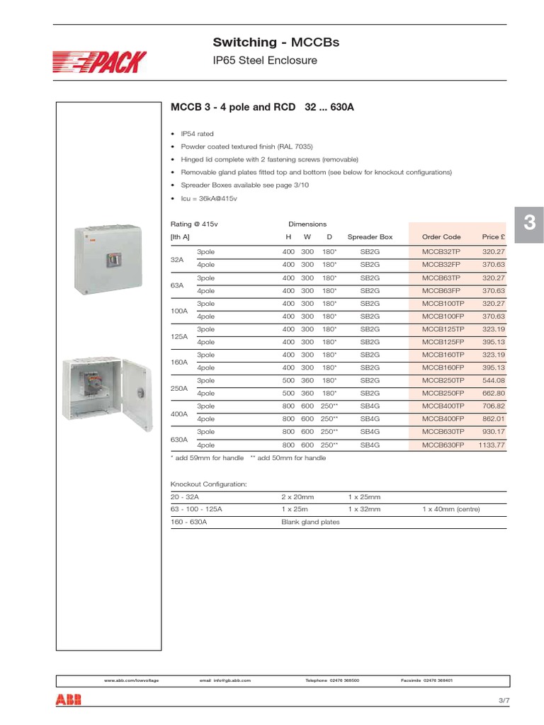 MCCB Enclosure Specifications IP54 | PDF | Equipment | Mechanical ...