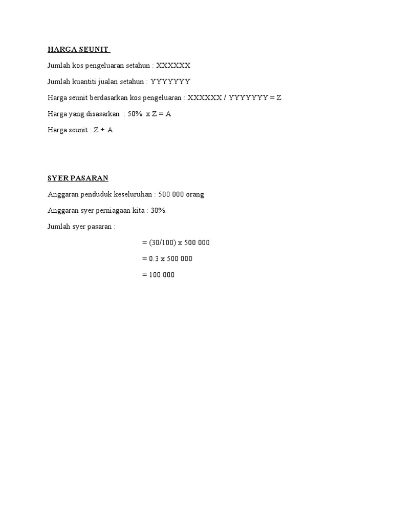 Harga Seunit, Syer Pasaran | PDF