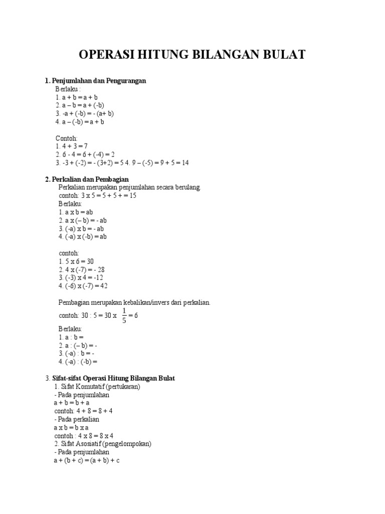 Operasi Hitung Bilangan Bulat | PDF