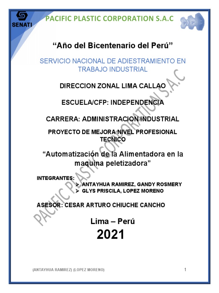 Pacific Plastic Corporation Sac | PDF | Lean Manufacturing | Business