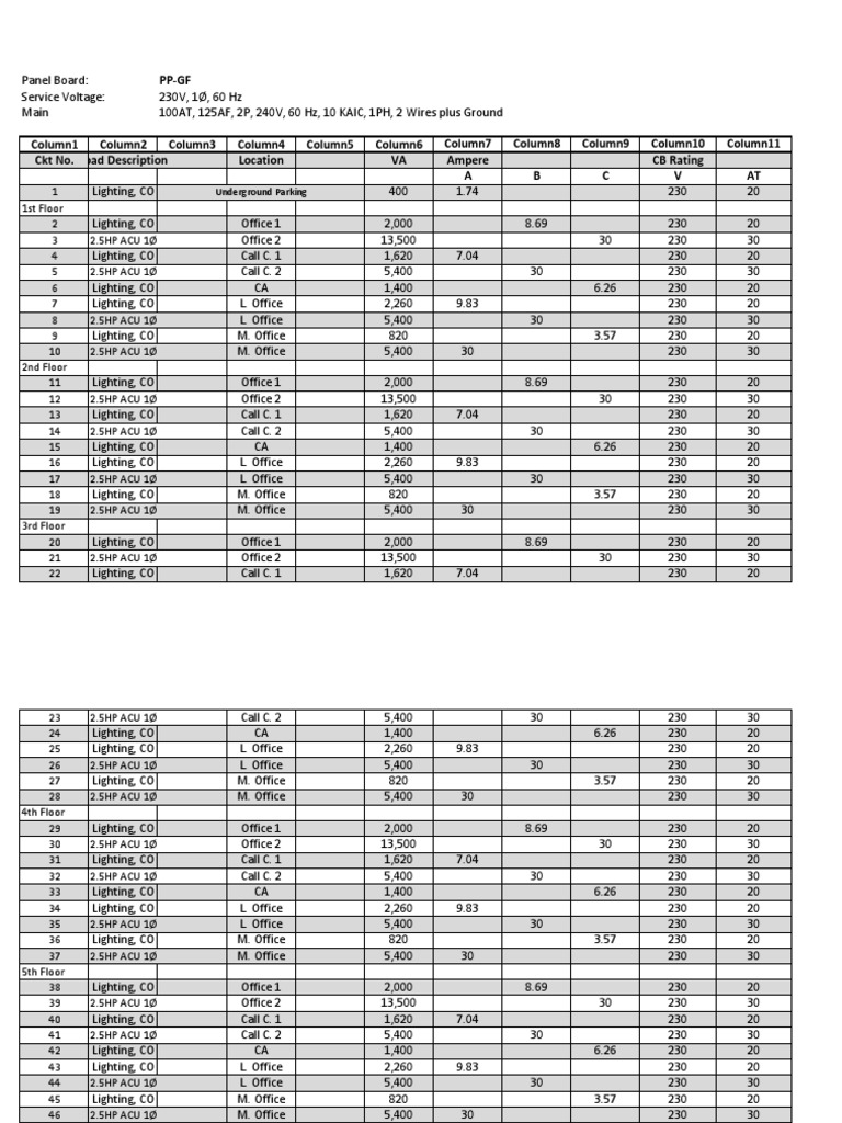 Load Schedule | Download Free PDF | Mains Electricity | Physical Quantities