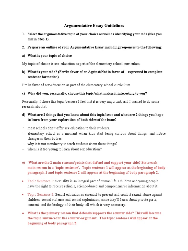 Argumentative Essay Guide | PDF | Sex Education | Essays