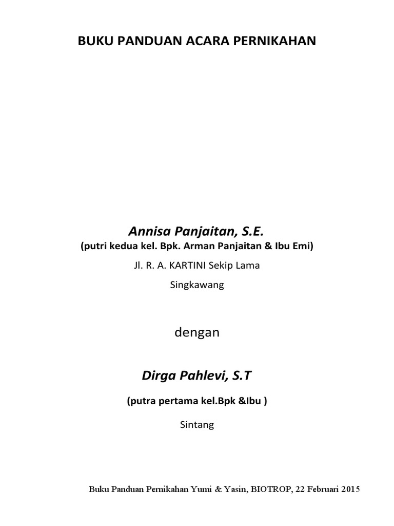 Rundown Acara Akad Nikah Dan Resepsi Nisa | PDF