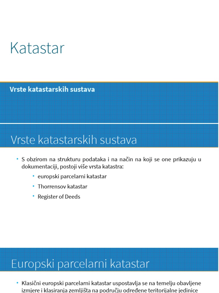 Vrste Katastarskih Sustava | PDF