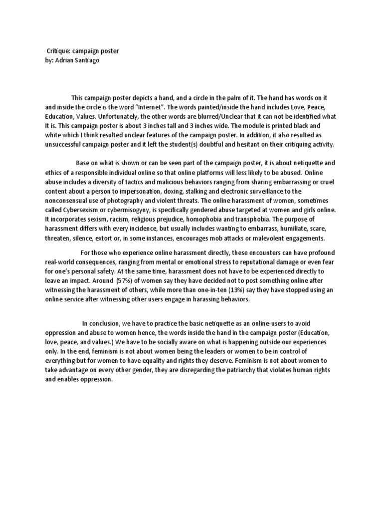 Critique Campaign Poster | PDF | Cyberbullying | Harassment