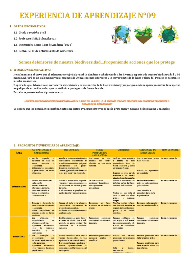 Aprendizaje N°09 | PDF | Cambio climático | Biodiversidad