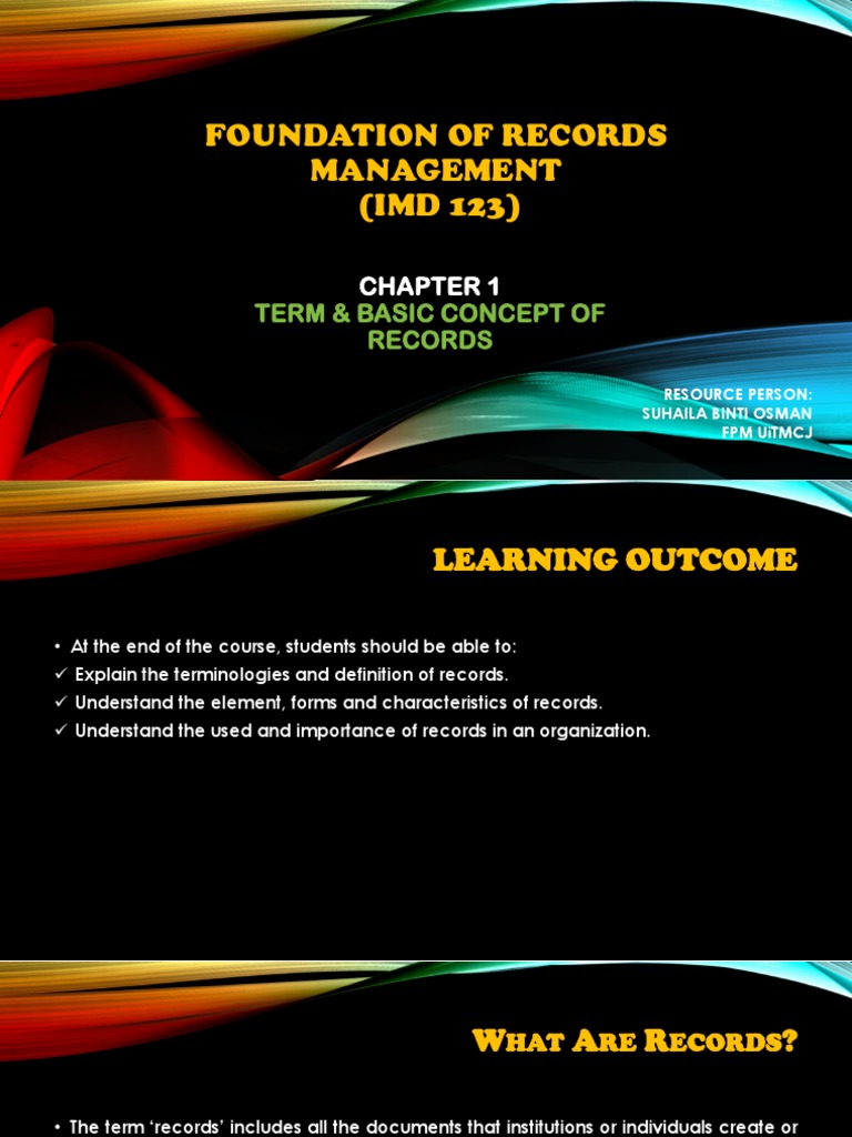 Chapter 1-Term & Basic Concept of Records | PDF | Microform | Records Management