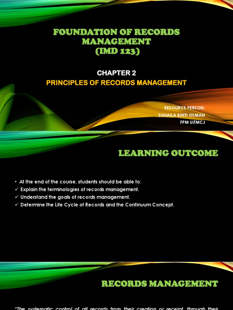 Chapter 2 - Principles of Records Management | PDF | Records Management ...