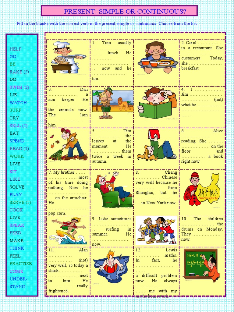 Present Simple or Continuous Gap Filling Key | PDF