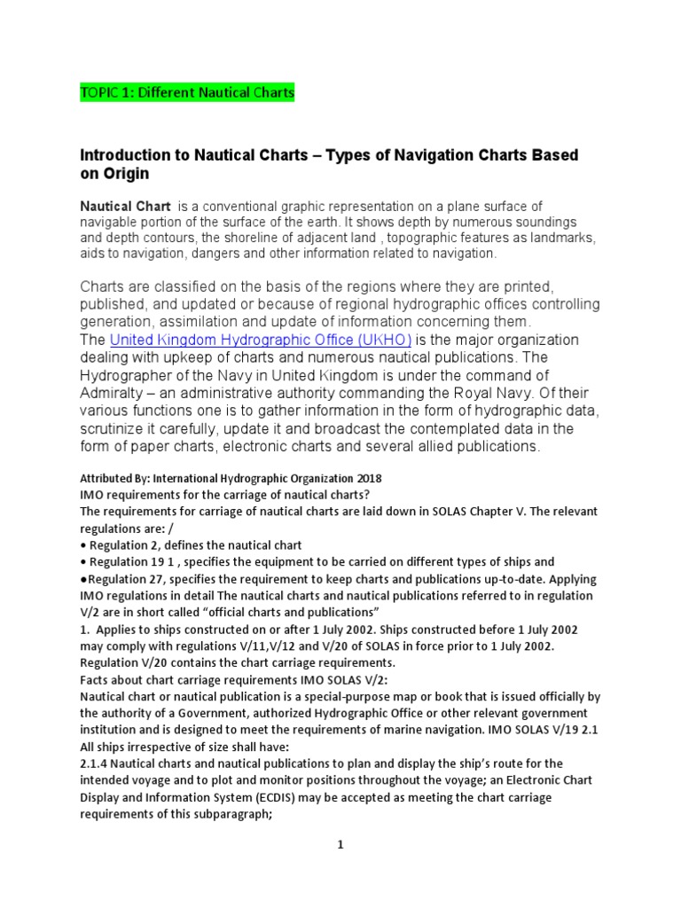 Navigating the High Seas: An Overview of Nautical Charts, Their Classifications, and Carriage ...
