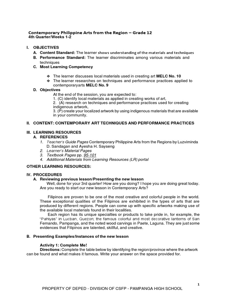 Q4 Cpar 12 Q4 W1 6 Sipacks | PDF | Pottery
