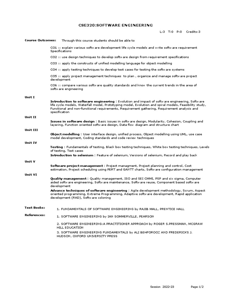 CSE320 | PDF | Software Engineering | Software