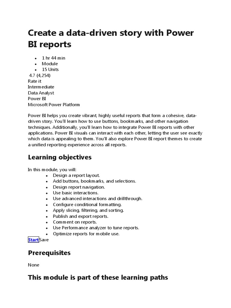 9 Create A Data-Driven Story With Power BI Reports | PDF ...