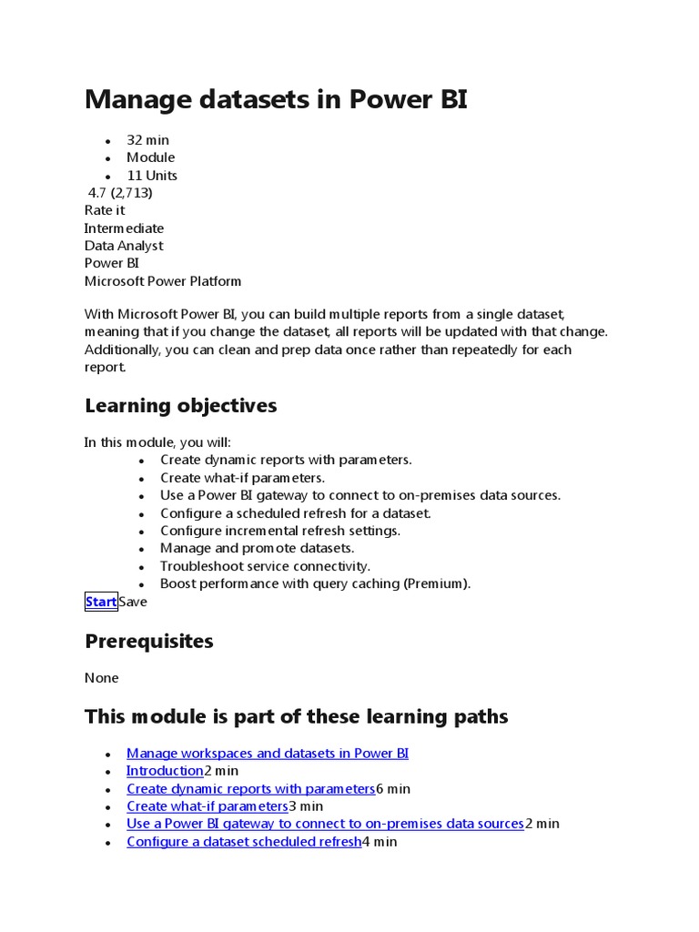 15 Manage Datasets in Power BI | Download Free PDF | Microsoft Excel | Databases