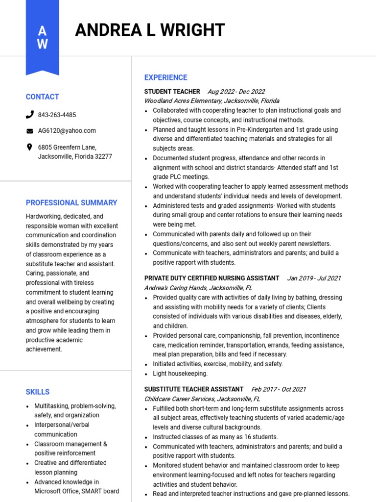 Andrea L Resume 1 7 | Download Free PDF | Teachers | Differentiated ...