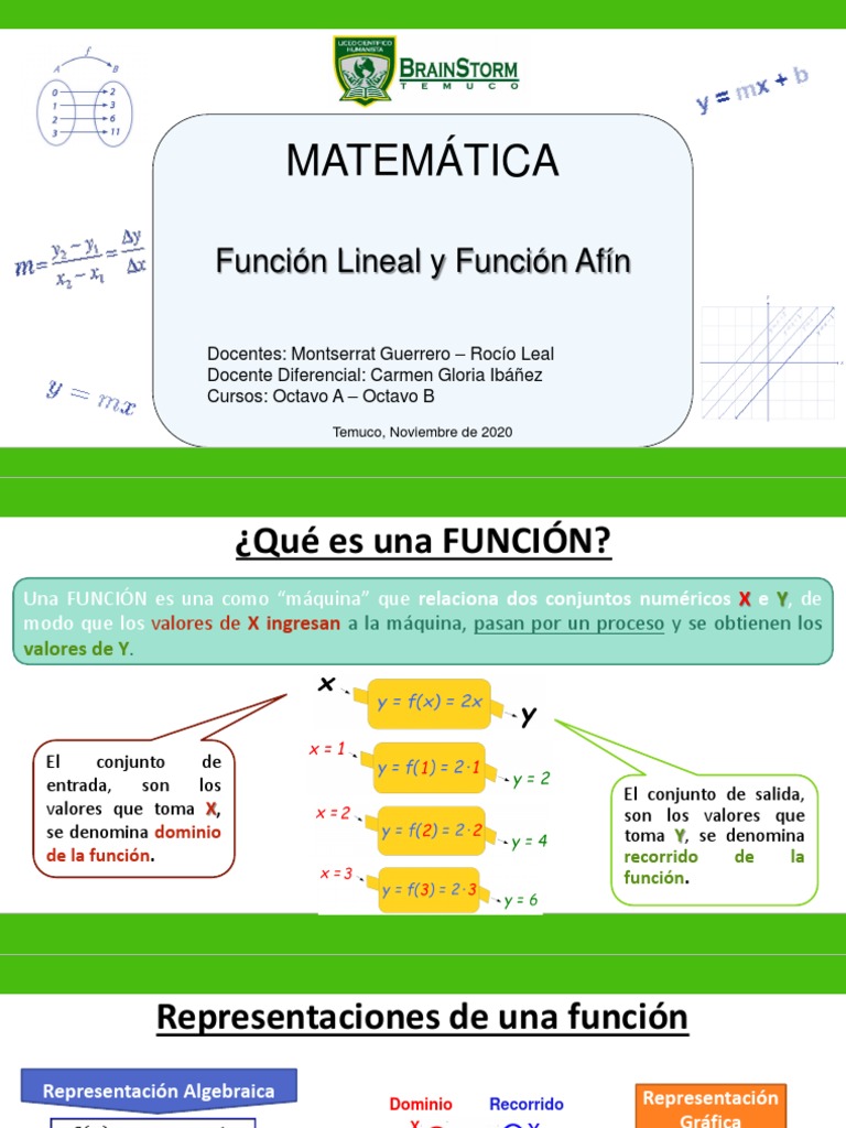 8vo Basico A B Matematica PPT N°6 Funcion Lineal y Afin 02 Al 06 Noviembre | PDF