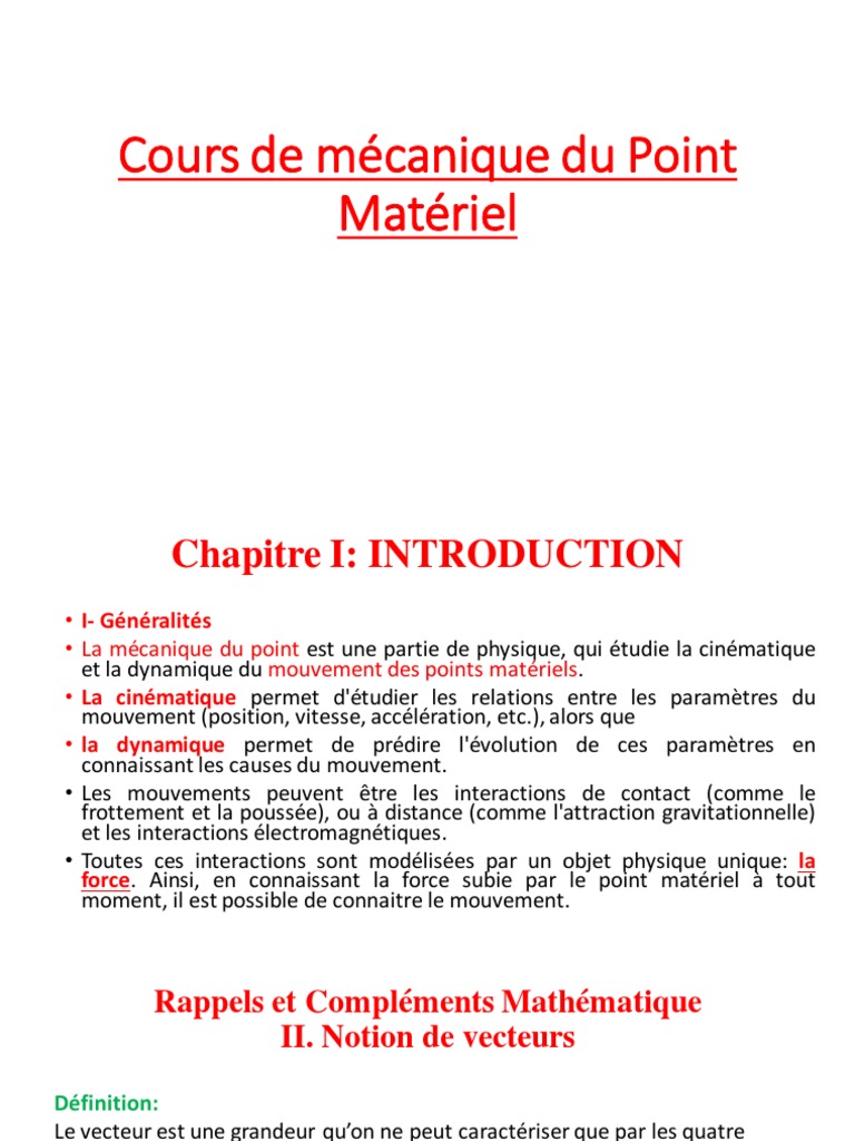 'Cours de Mécanique Du Point Matériel Partie 2' With You | PDF ...