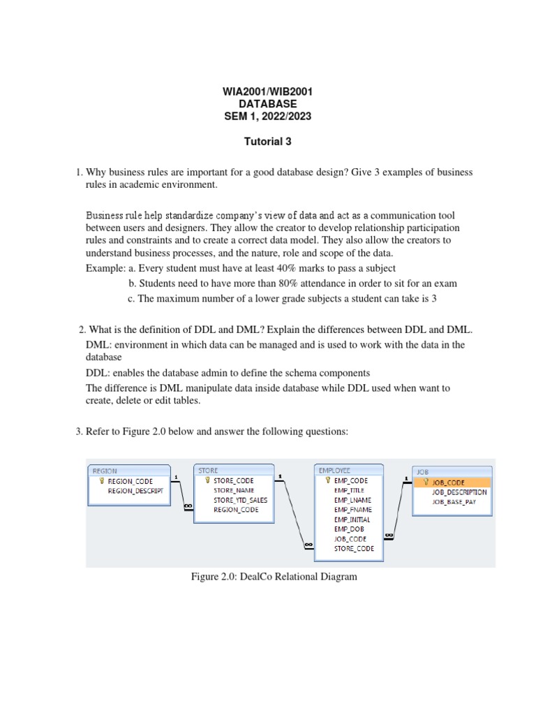 Tutorial 3 DB U2000429 | PDF | Databases | Data