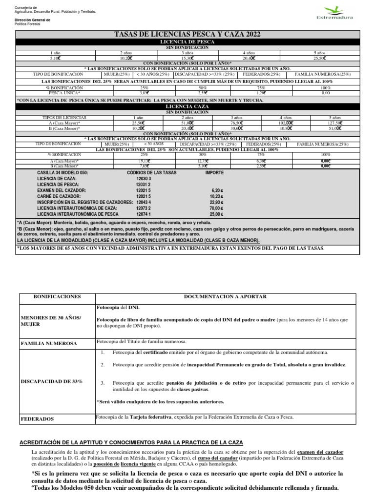 Tasas de Licencias Caza y Pesca 2022 | PDF | Caza | Crueldad