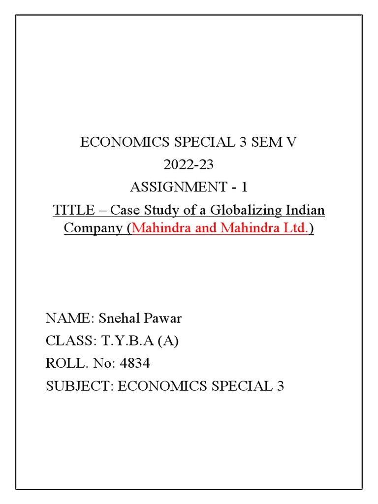 Case Study of Globalisation Indian Company | PDF | Globalization | Corporate Social Responsibility
