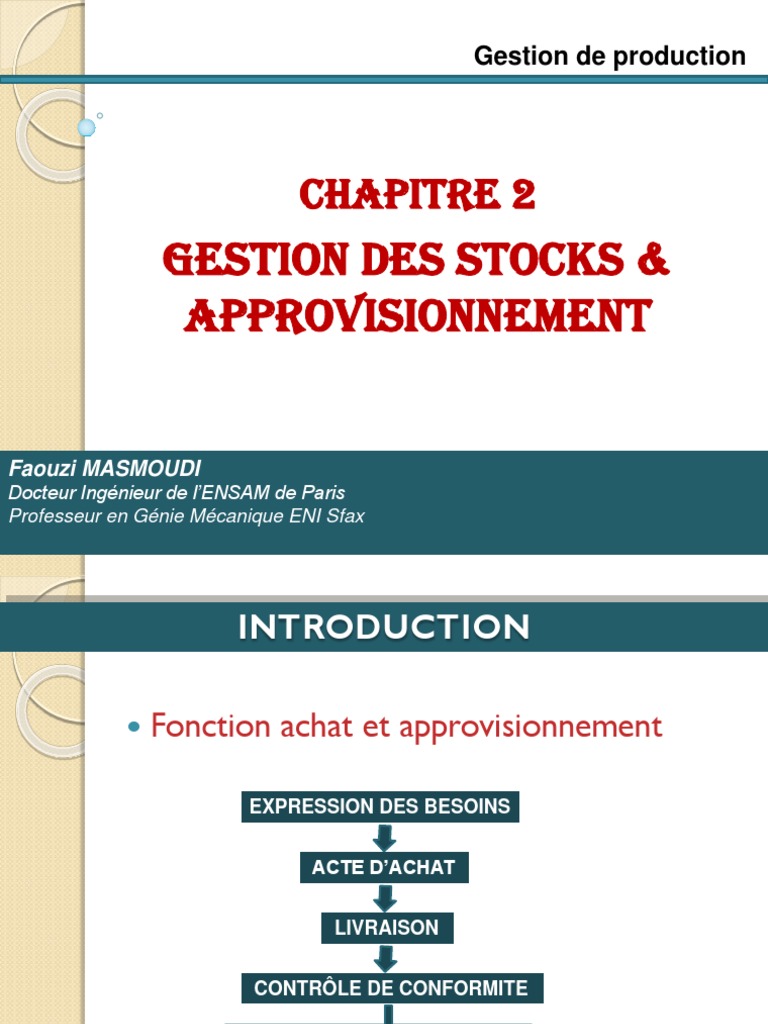Chap2 Cours - GProd - Stock GMéc | PDF | Inventaire | Business