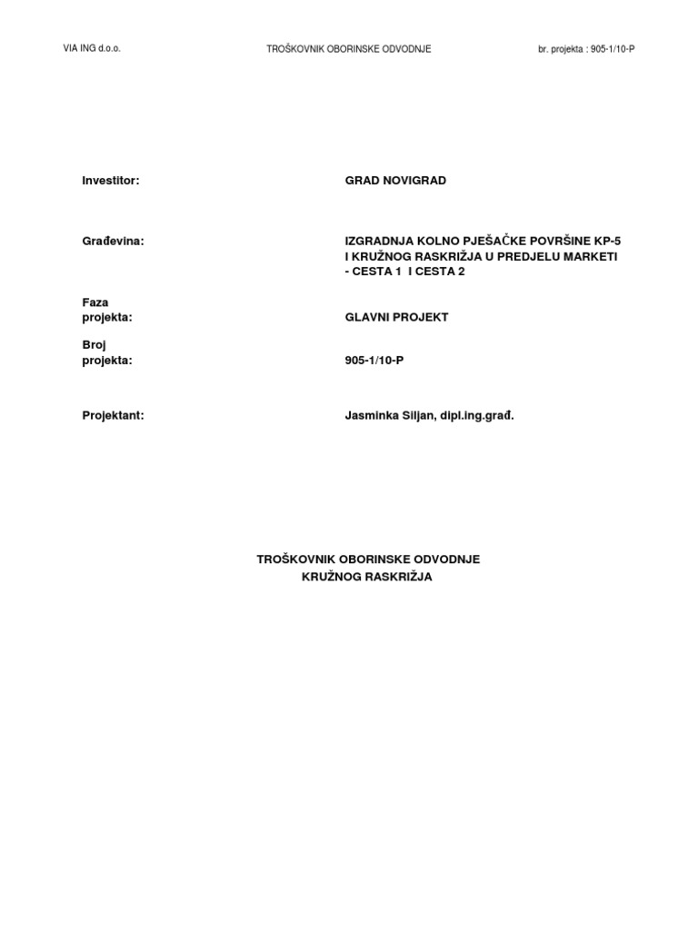 Troskovnik Rotor Odvodnja | PDF