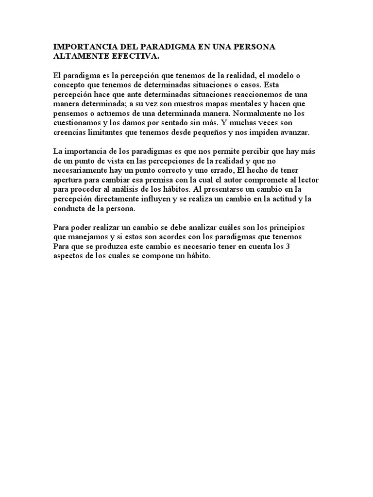 Paradigma en Una Persona Altamente Efectiva | PDF | Crecimiento personal y profesional